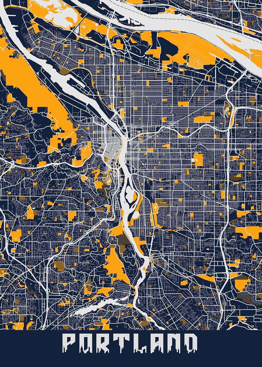'Portland Map' Poster, picture, metal print, paint by Mccyle Khan ...