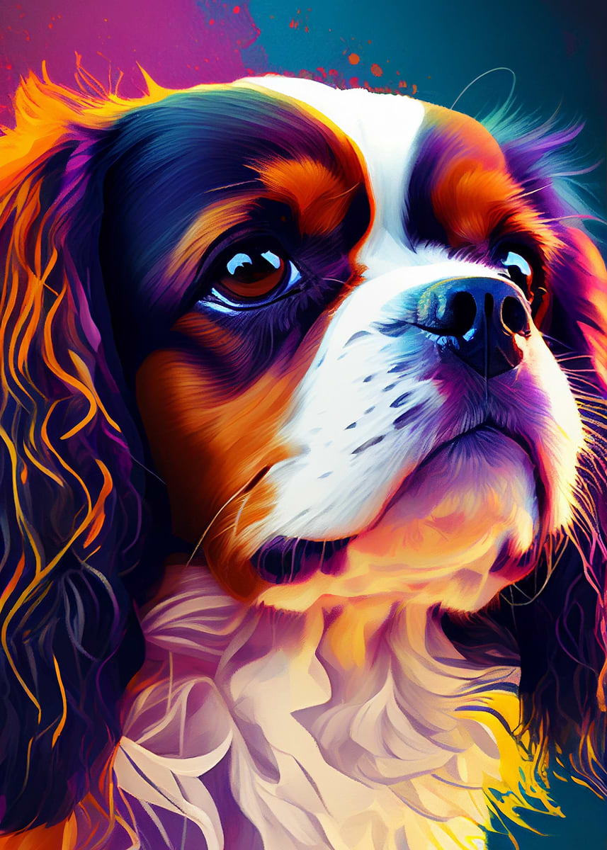 'Cavalier King Portrait' Poster, picture, metal print, paint by ...