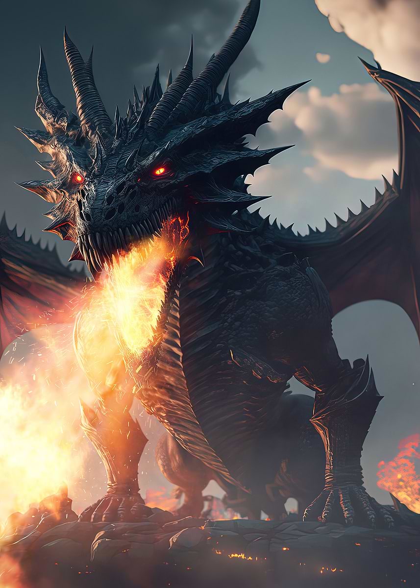 'Fury fire dragon' Poster, picture, metal print, paint by Arturo Vivo ...