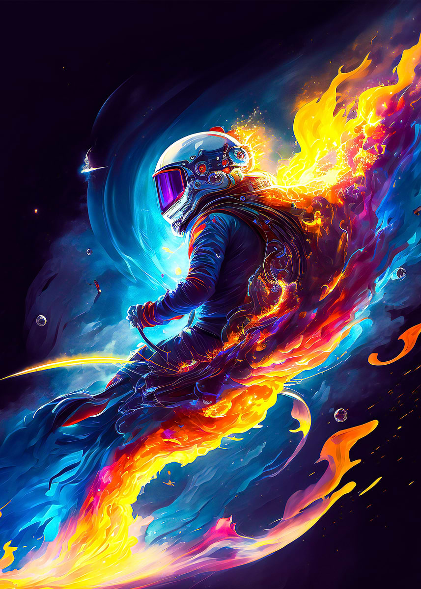 'Astro skating ' Poster, picture, metal print, paint by Xi Designs ...