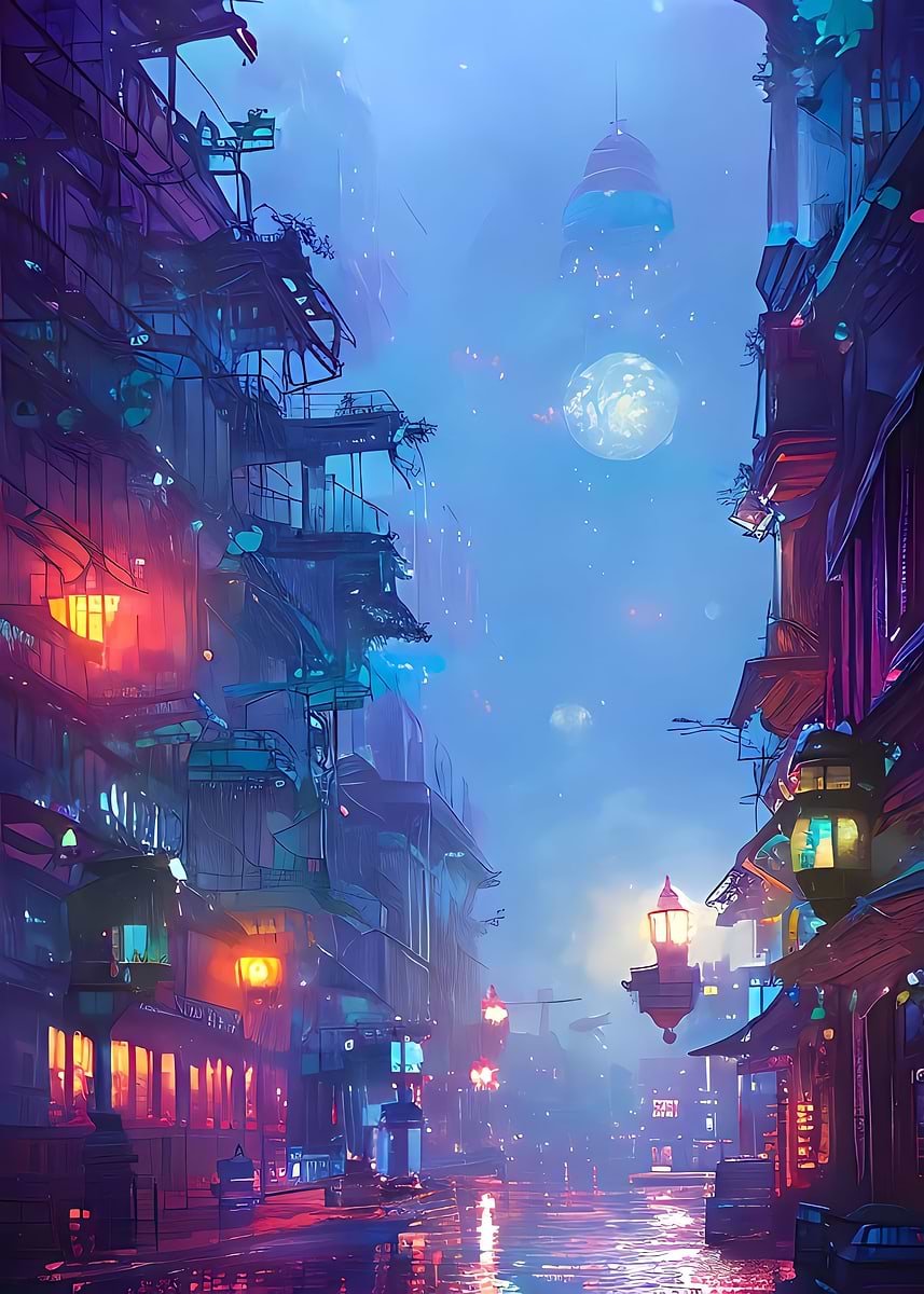 'Nights City Cyberpunk' Poster, picture, metal print, paint by Alex ...