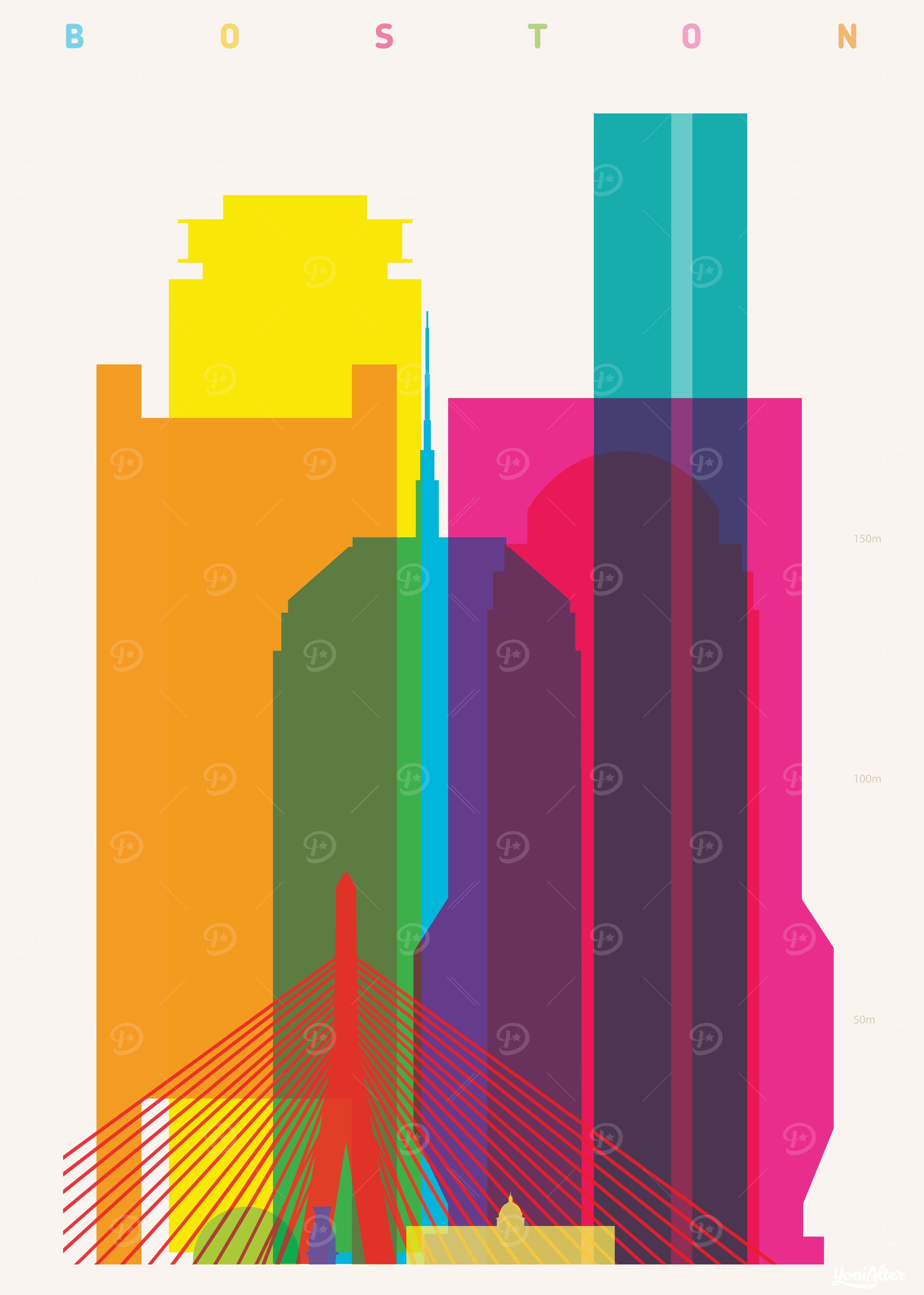 'Shapes of Boston' Poster, picture, metal print, paint by Yoni Alter ...