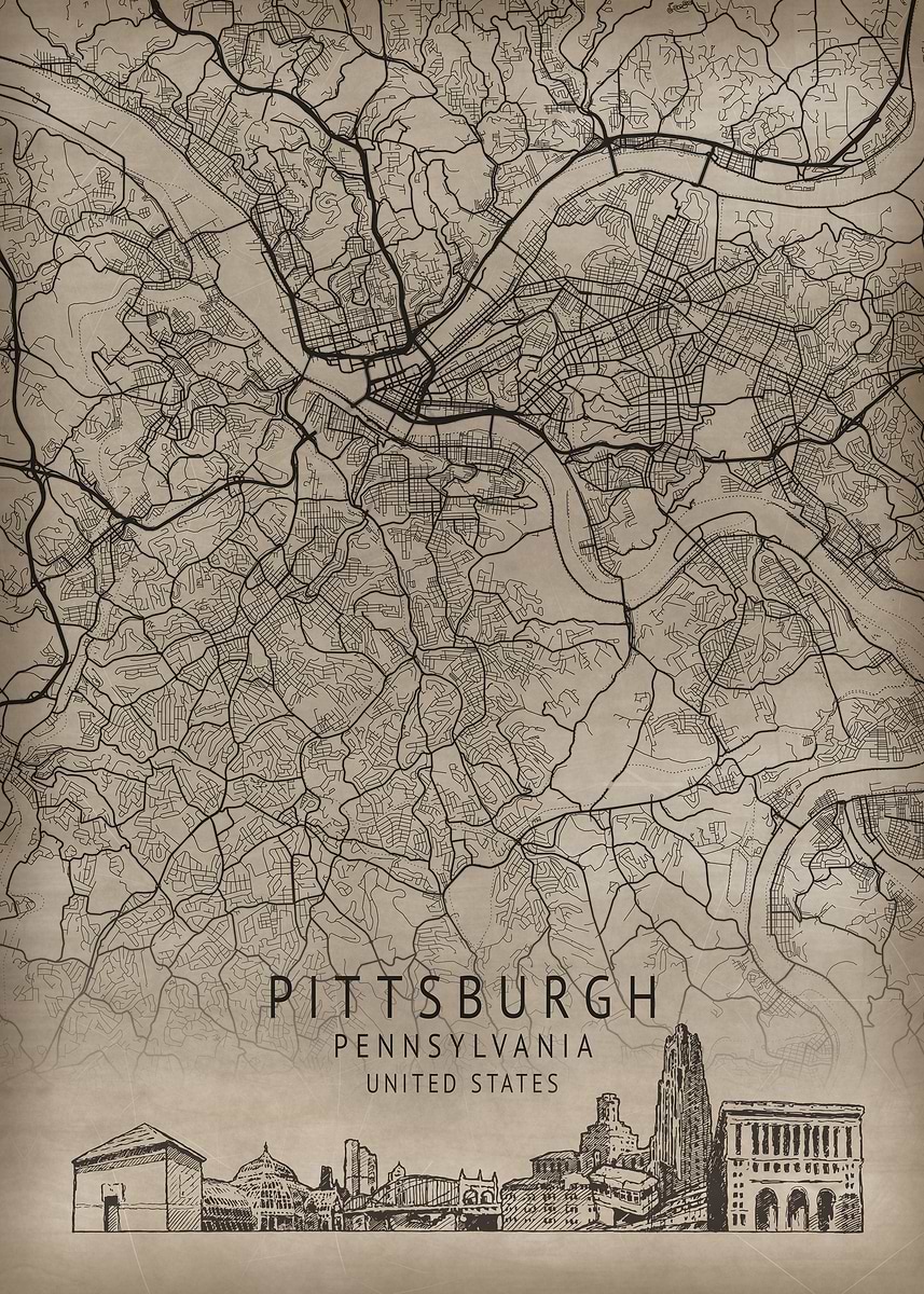 'Pittsburgh Pennsylvania' Poster, picture, metal print, paint by ...