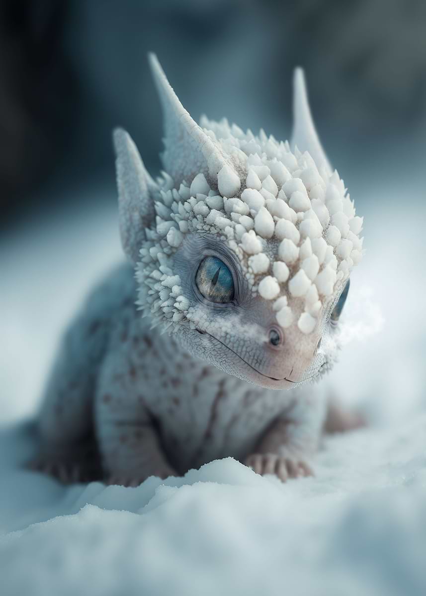 'Cute white dragon' Poster, picture, metal print, paint by Arturo Vivo ...