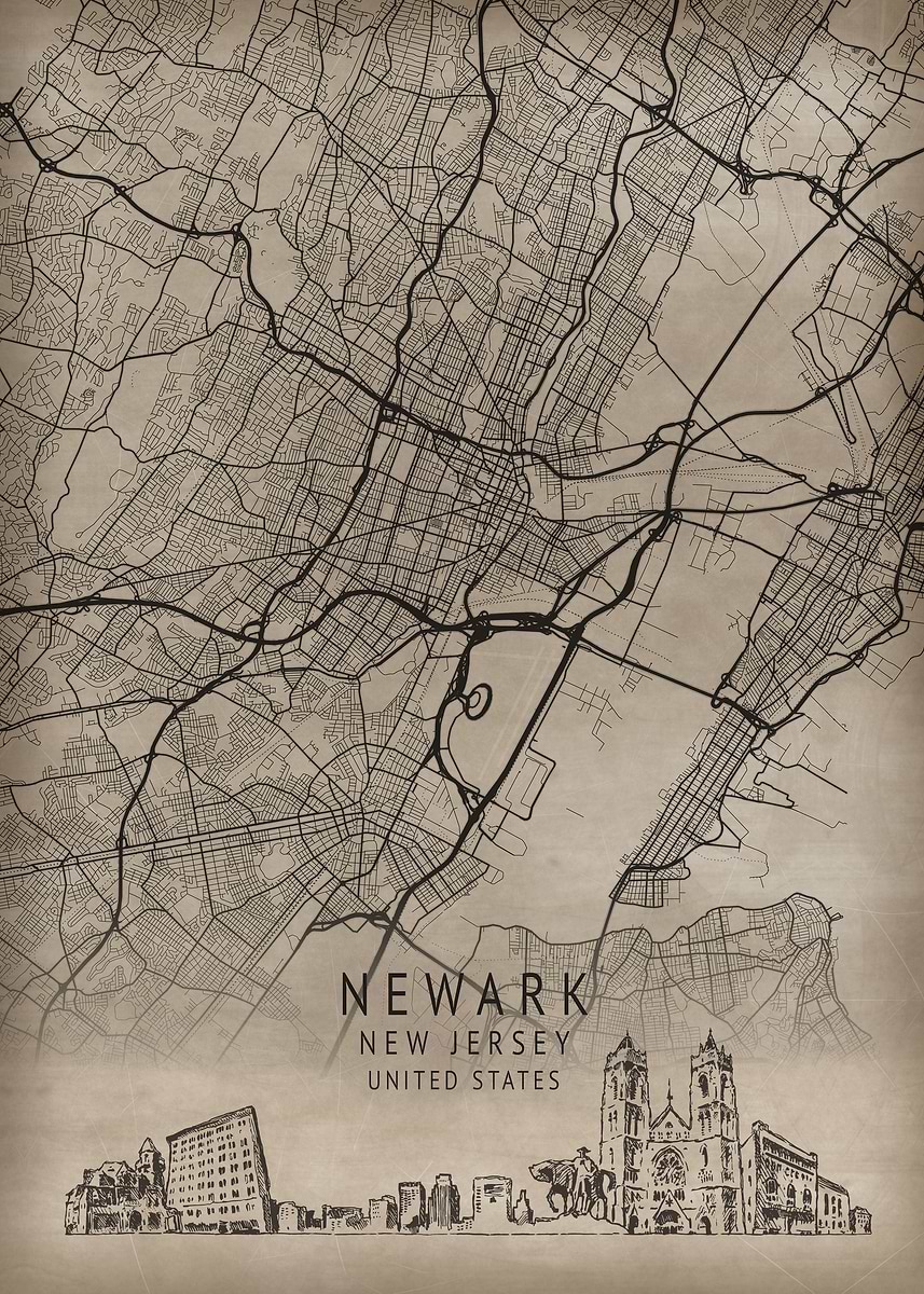 'Newark New Jersey' Poster, picture, metal print, paint by XandYart ...