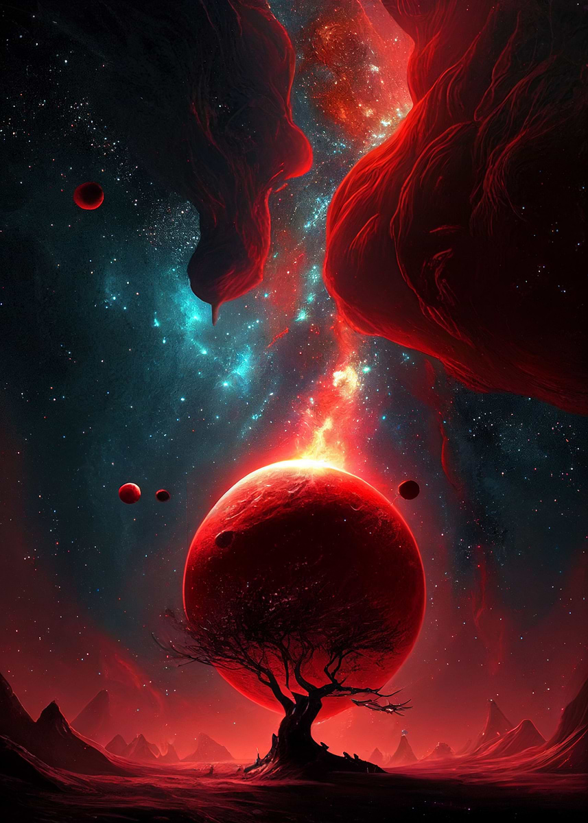 'Red Galaxy' Poster, picture, metal print, paint by Media Editing ...