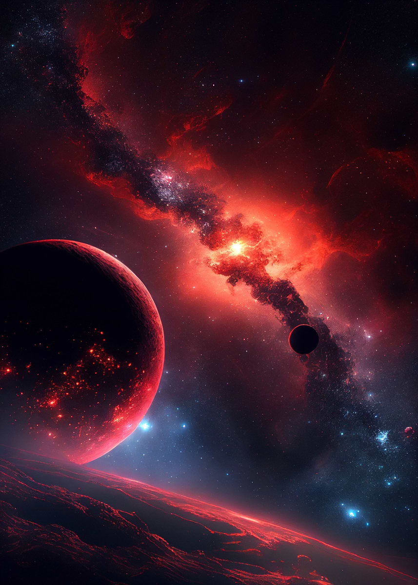 'Red Galaxy' Poster, picture, metal print, paint by Media Editing ...