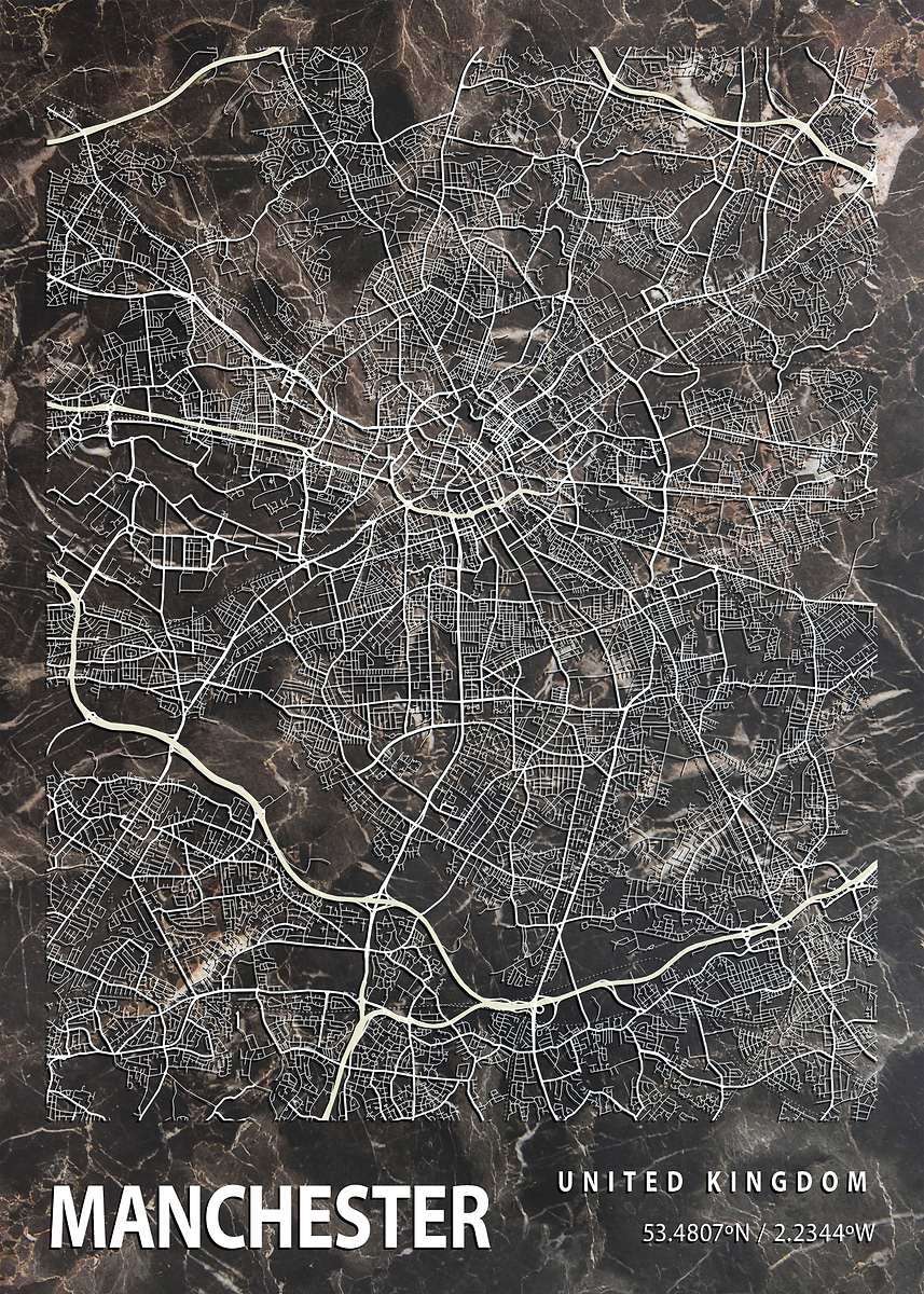 'MANCHESTER CITY MAP' Poster, picture, metal print, paint by Nae | Displate
