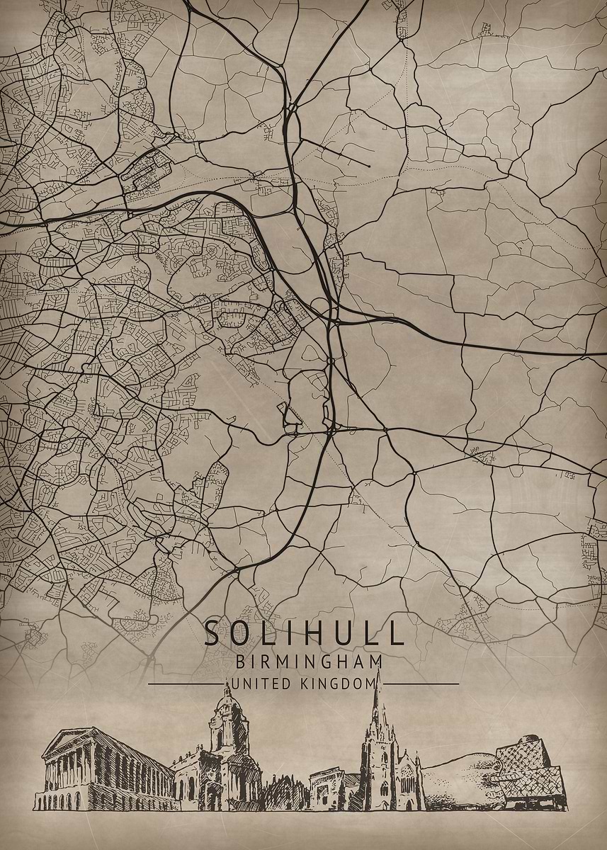 'Solihull Birmingham' Poster, picture, metal print, paint by XandYart ...