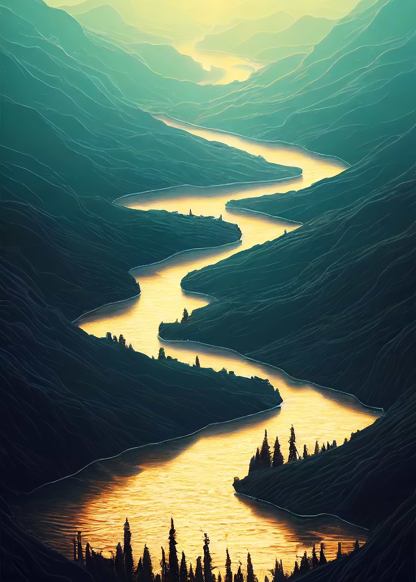 'River' Poster, picture, metal print, paint by Hasnaa Art | Displate