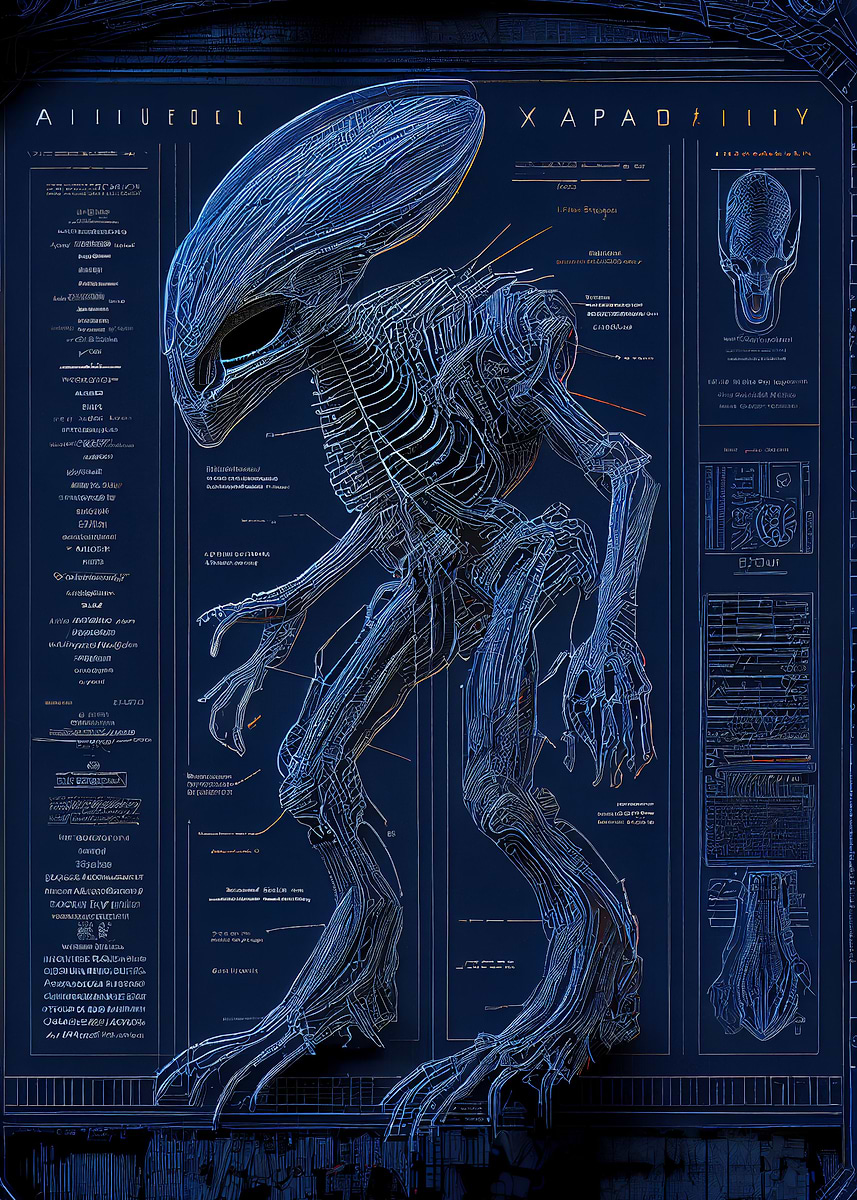 'An alien blueprint' Poster, picture, metal print, paint by Bofferding ...
