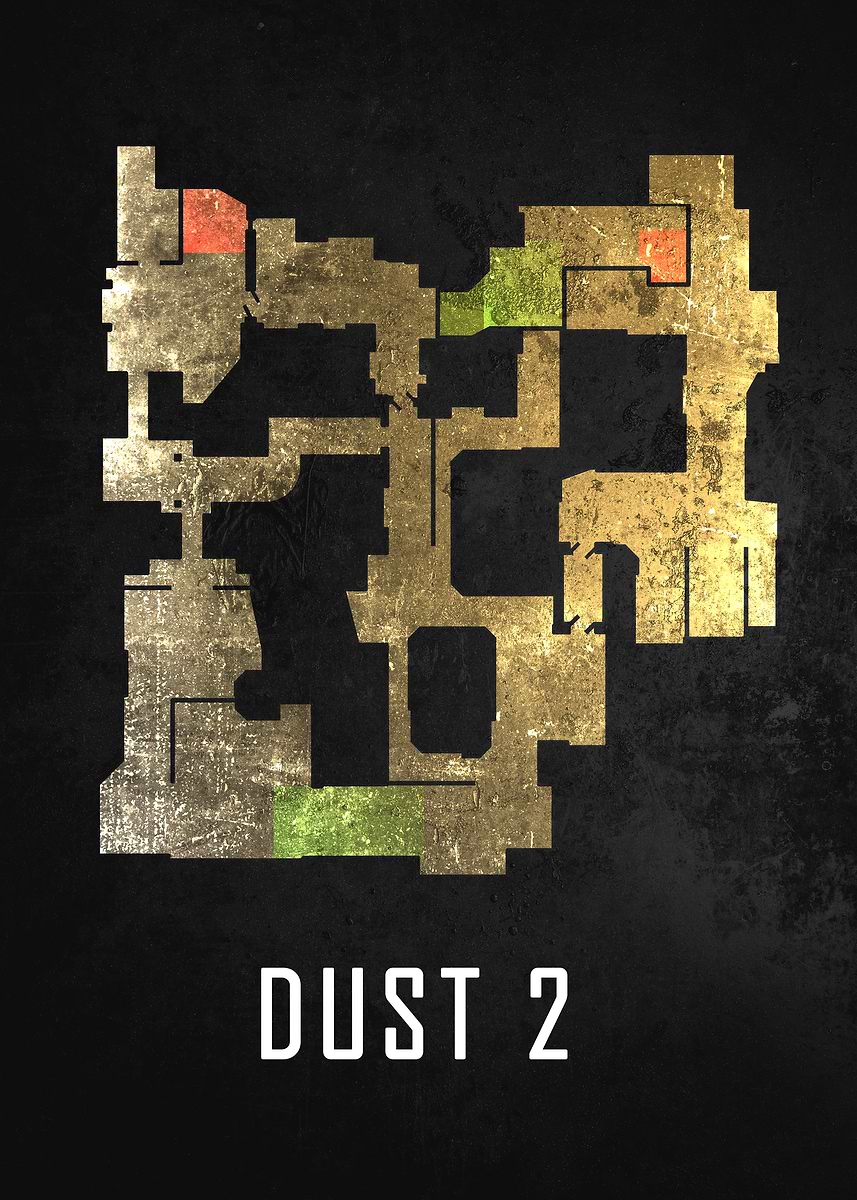 'Dust 2 Map Black' Poster, picture, metal print, paint by Counter ...