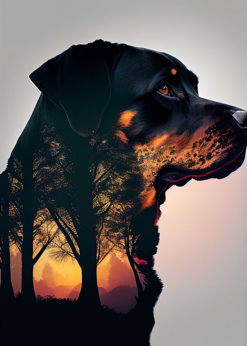 'Rottweiler Retro' Poster, picture, metal print, paint by DecoyDesign ...