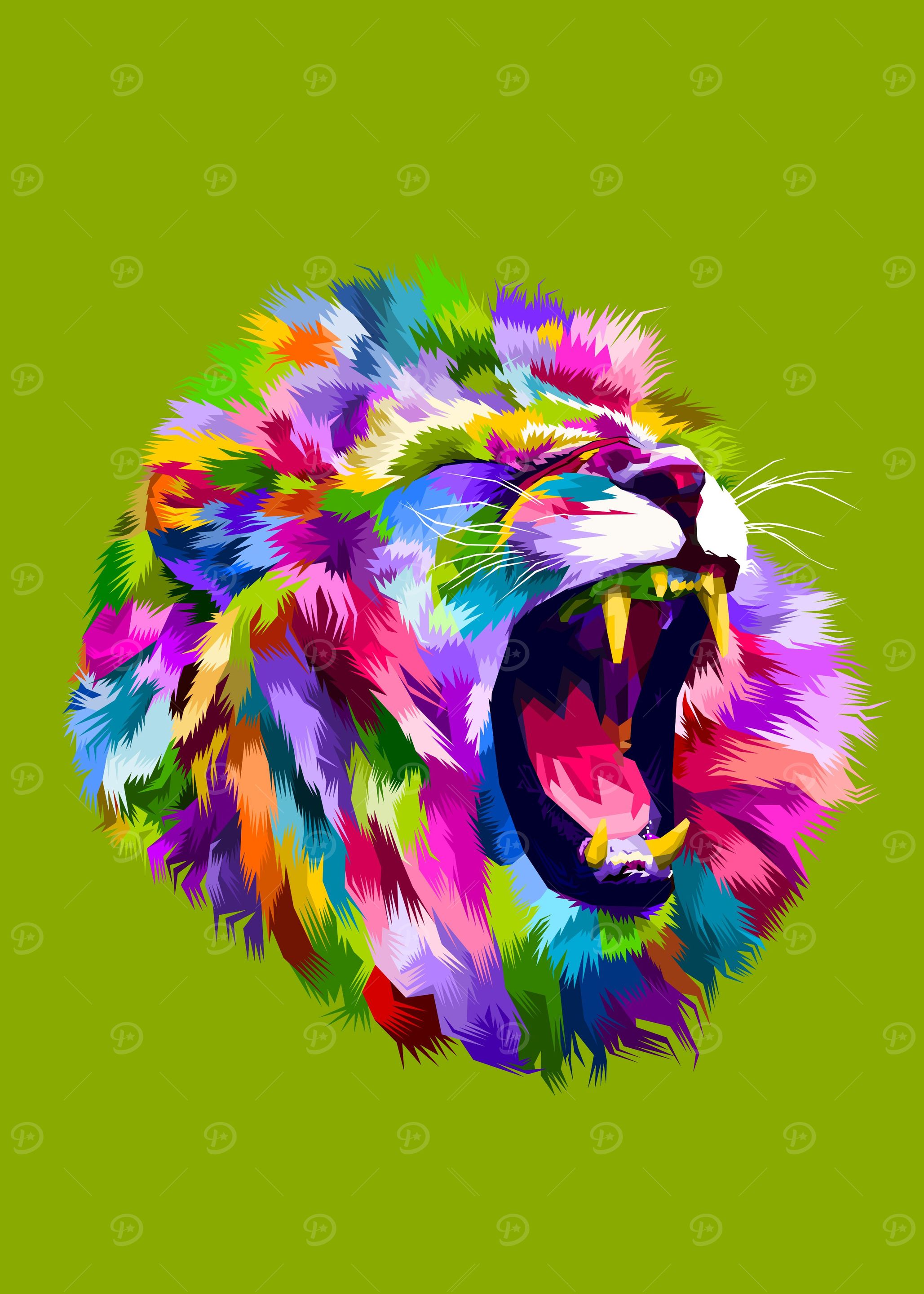 'Colorful angry lion head' Poster, picture, metal print, paint by GoD ...