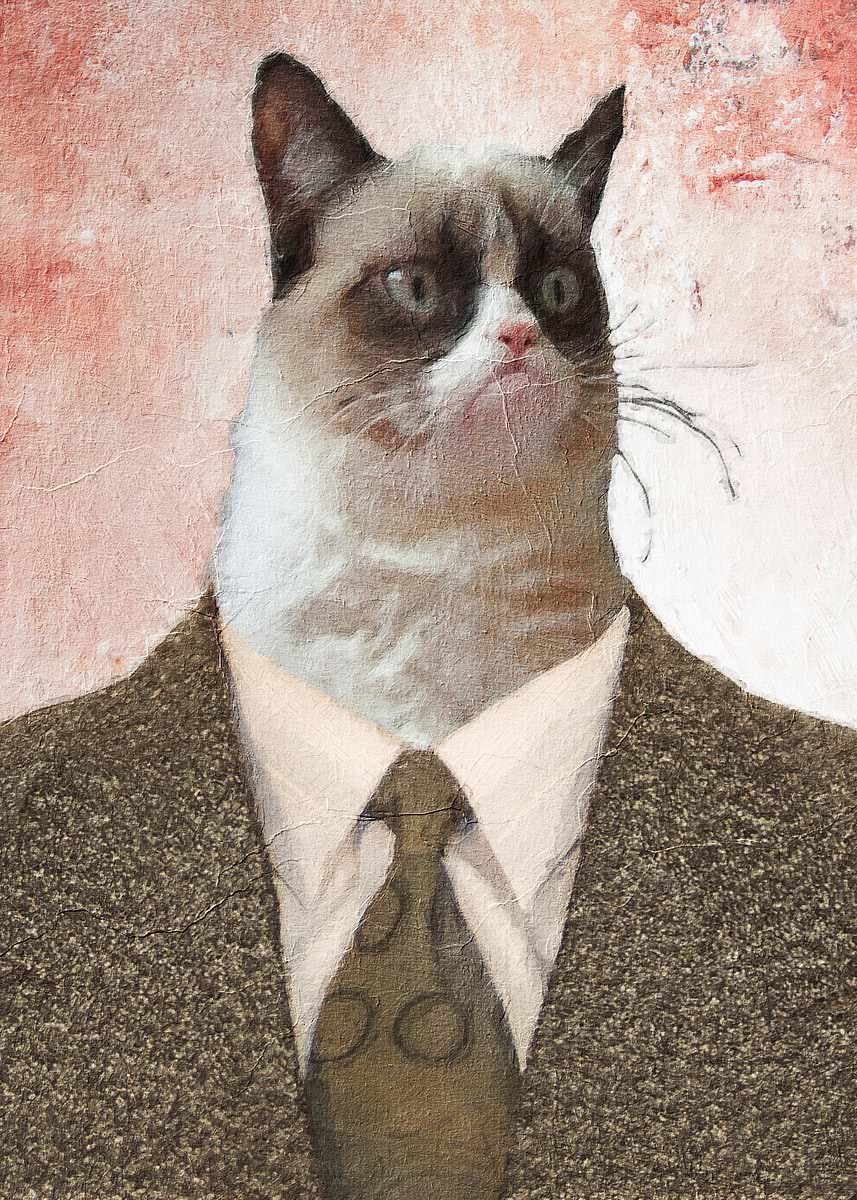 'Cat meme' Poster, picture, metal print, paint by Meme Daily | Displate