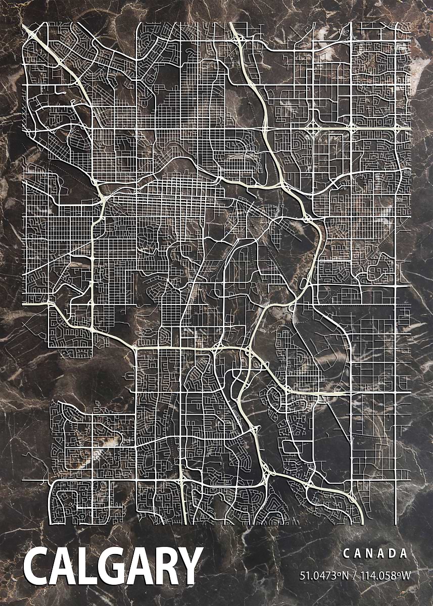 'CALGARY CITY MAP' Poster, picture, metal print, paint by Nae | Displate