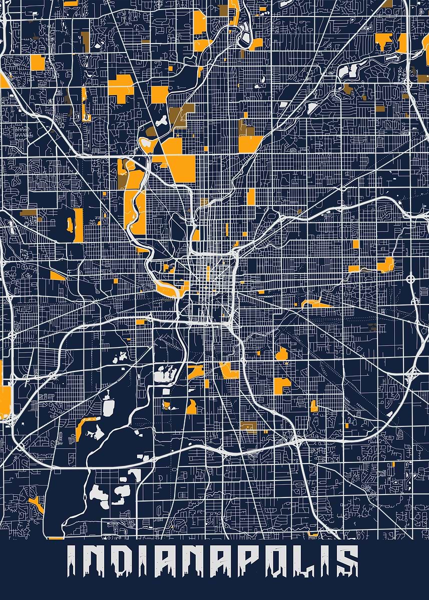 'Indianapolis Map' Poster, picture, metal print, paint by Mccyle Khan ...