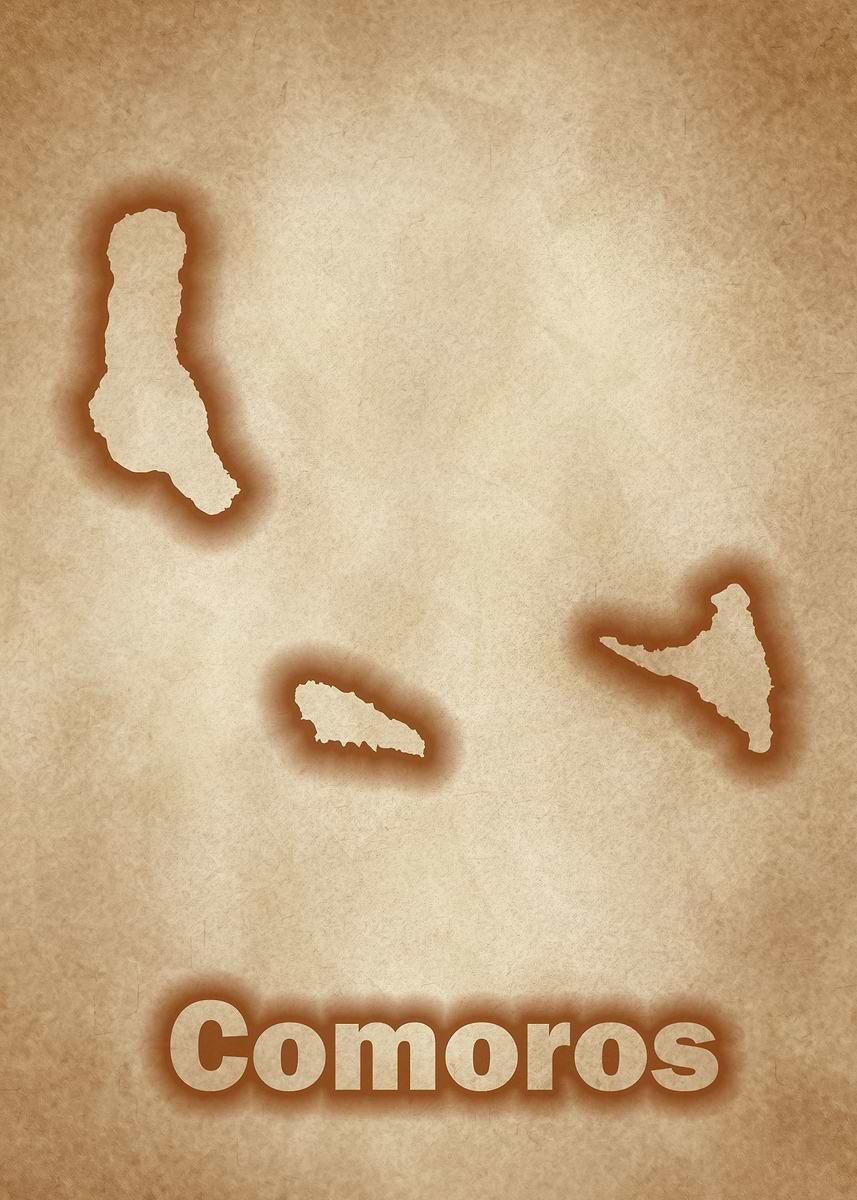 'Comoros map vintage glow' Poster, picture, metal print, paint by The ...