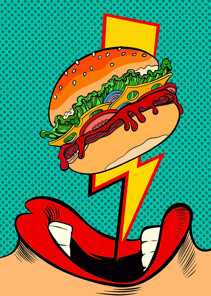 'Burger' Poster, picture, metal print, paint by Mild pic | Displate