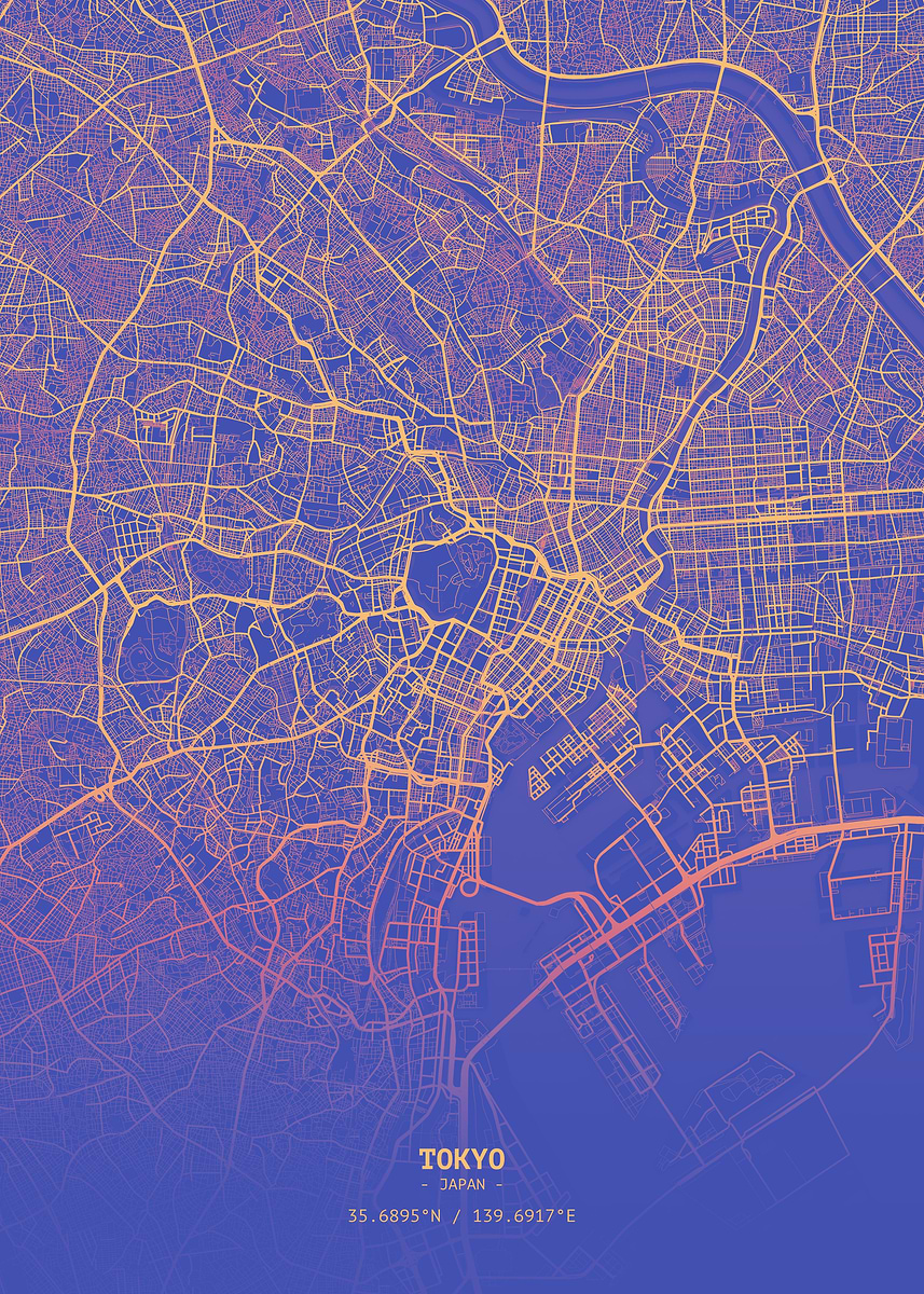'Tokyo Map' Poster, picture, metal print, paint by Hatless Luffy | Displate