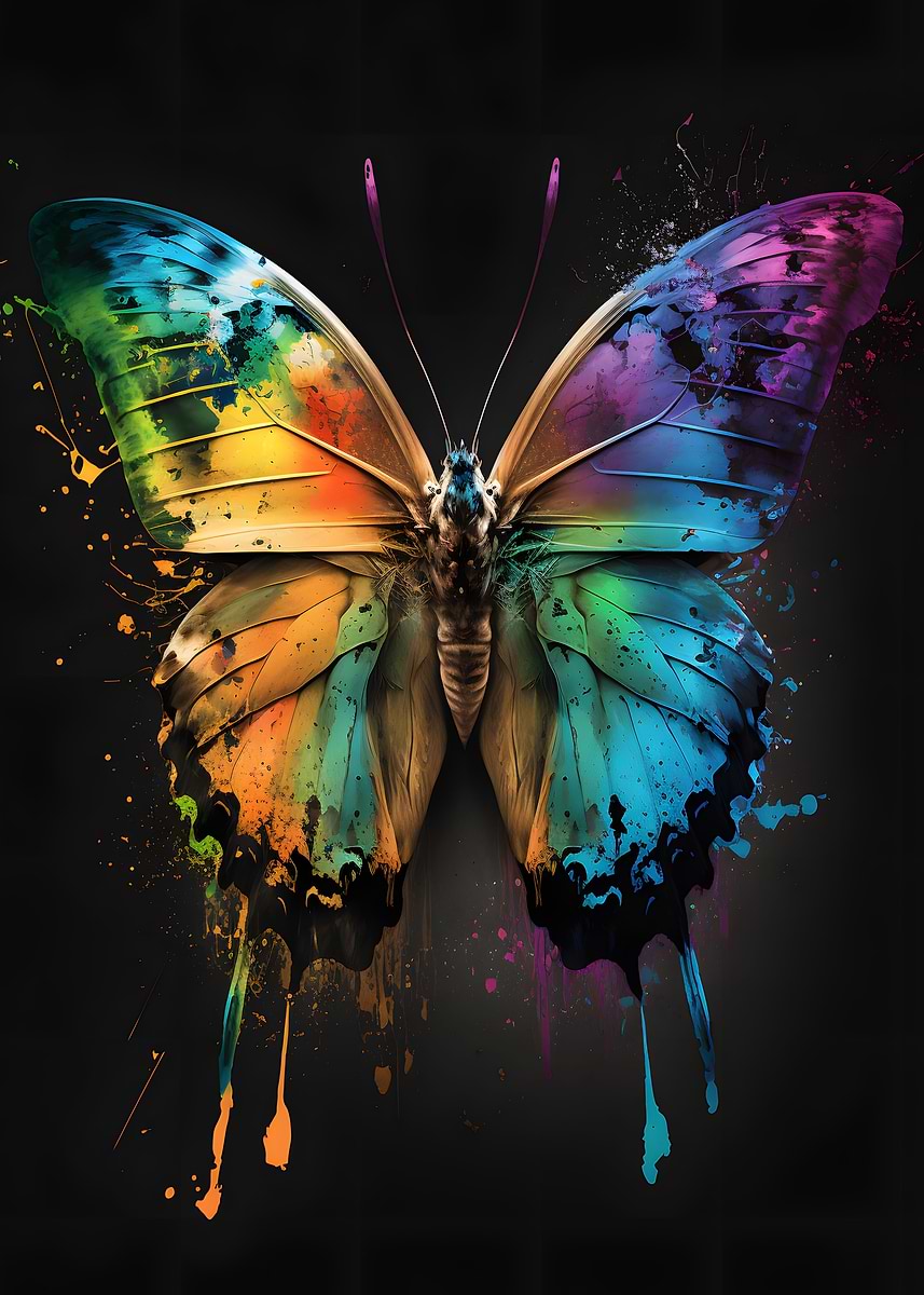 'Butterfly in graffiti art' Poster, picture, metal print, paint by ...