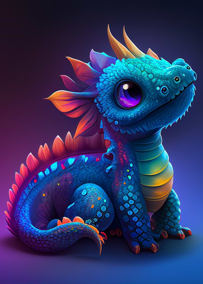 'dragon baby colors' Poster, picture, metal print, paint by Travel ...