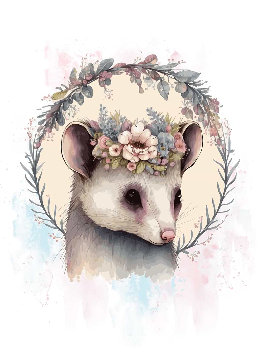 'Cute Watercolor Possum' Poster, picture, metal print, paint by ...