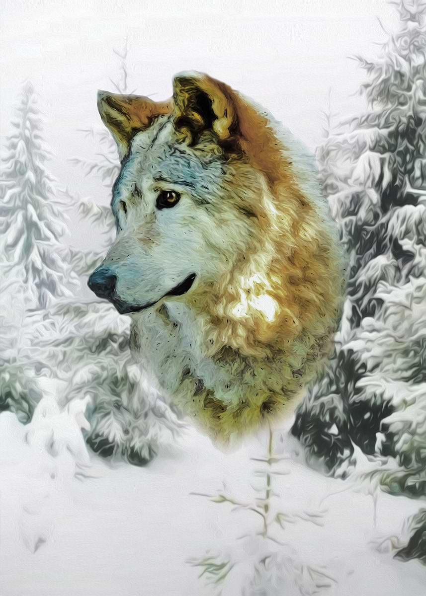 'Wolf portrait' Poster, picture, metal print, paint by Gyula Gvardián ...