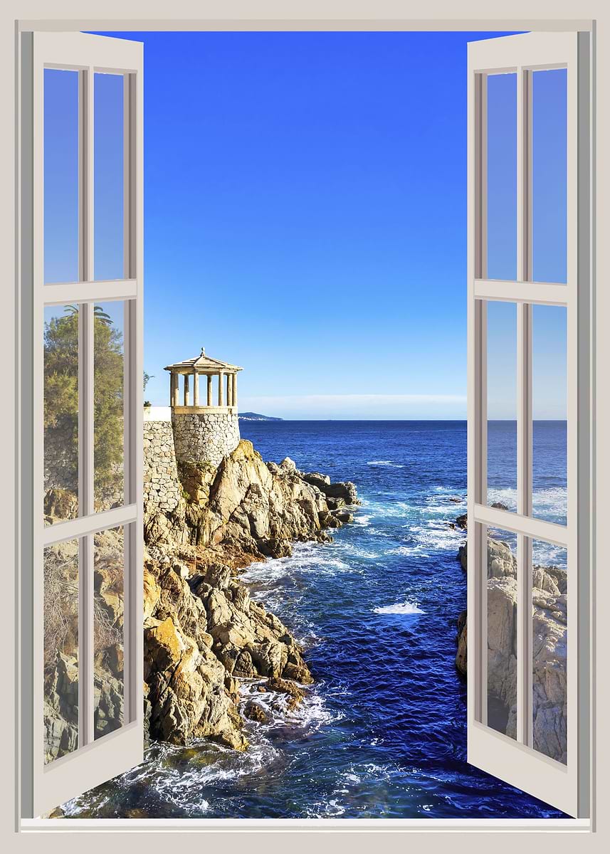 'Window view landscape sea' Poster, picture, metal print, paint by ...
