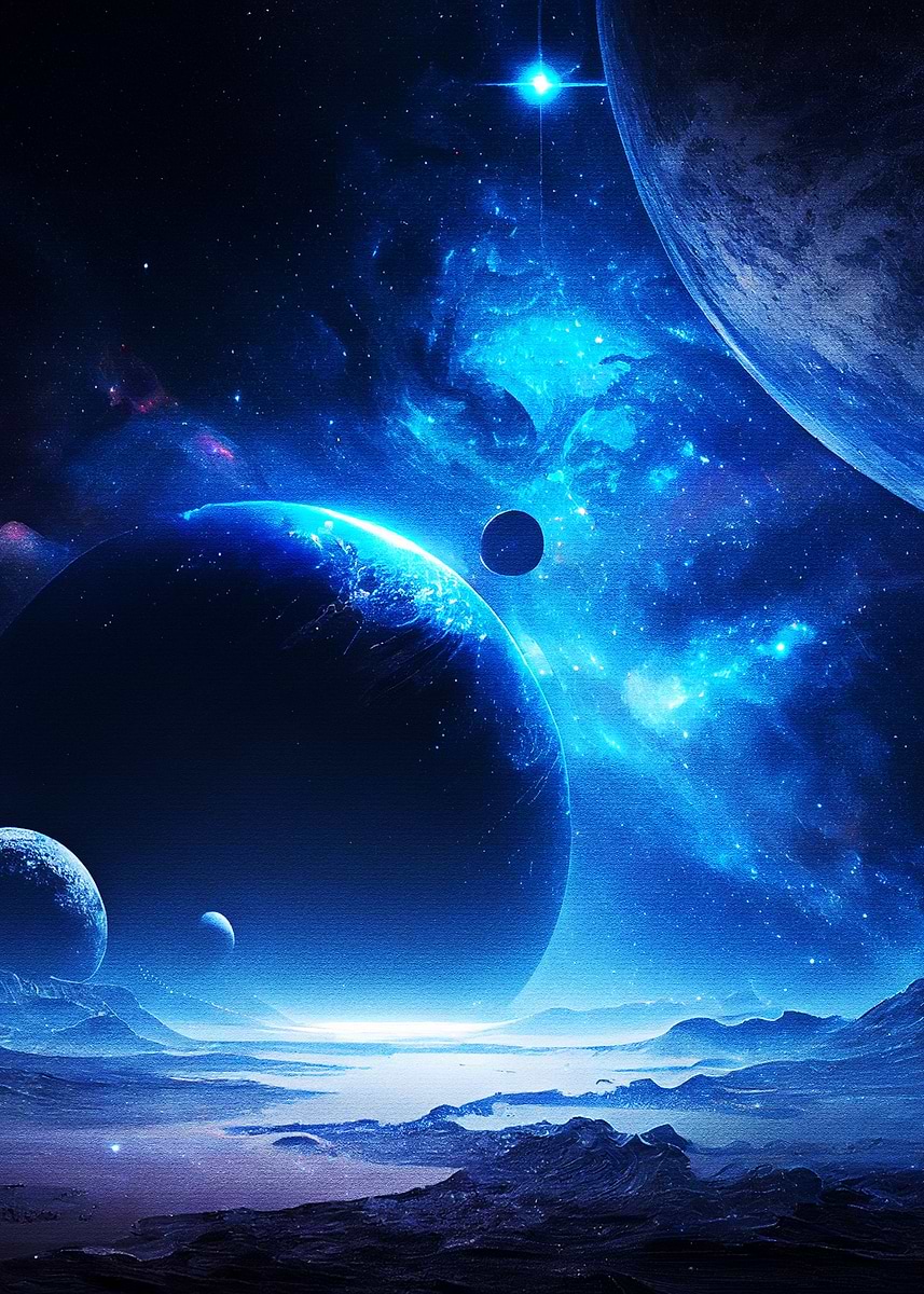 'Blue Galaxy' Poster, picture, metal print, paint by Muh Asdar | Displate