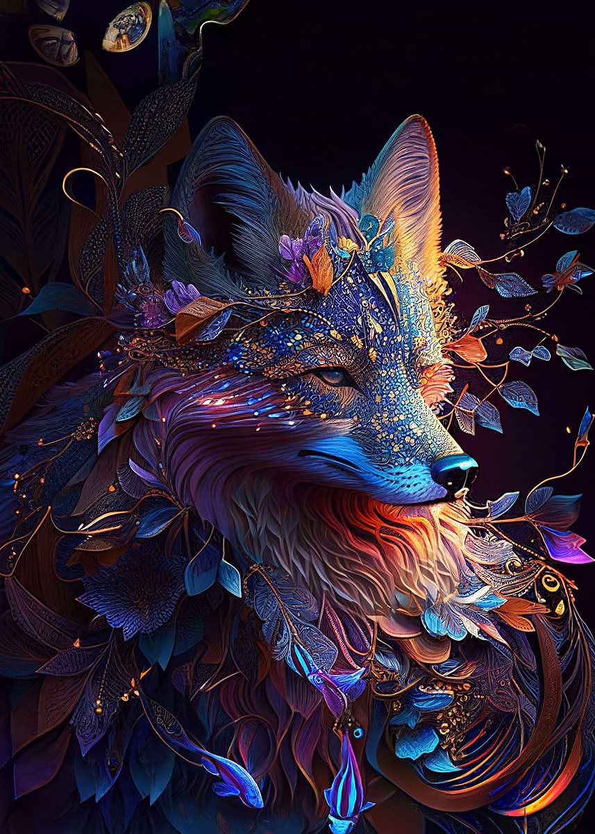 'Shaman spirit fox' Poster, picture, metal print, paint by Arnaud ...