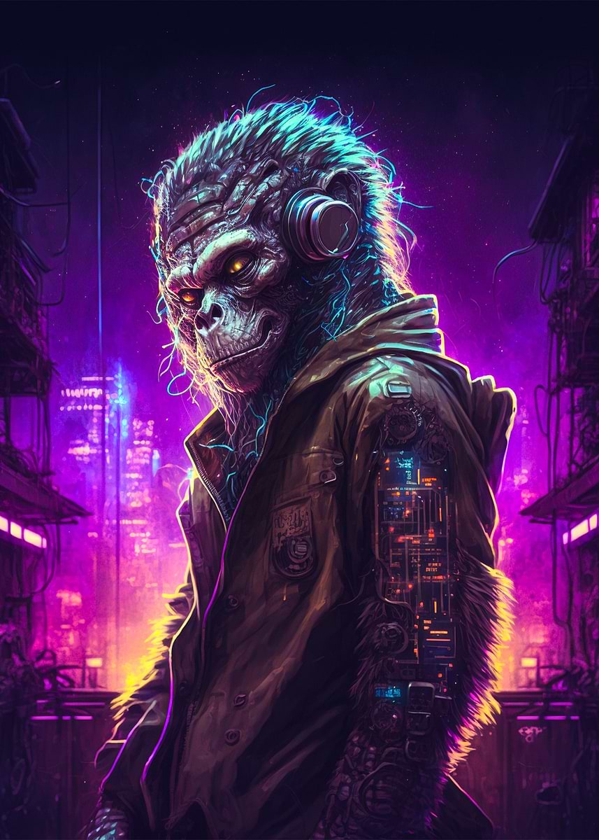 'Futuristic Monkey' Poster, picture, metal print, paint by Giorgos ...