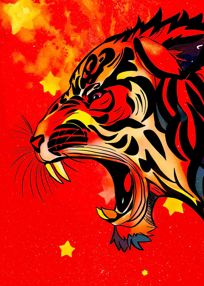 'Genesis of the Alpha Tiger' Poster, picture, metal print, paint by ...