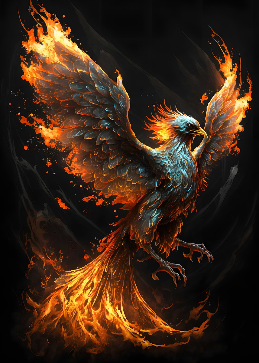 'Phoenix from the ashes' Poster, picture, metal print, paint by ...