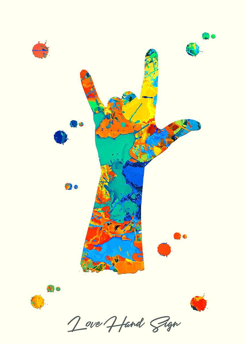 'Love Hand Sign' Poster, picture, metal print, paint by Vincent Vorce ...