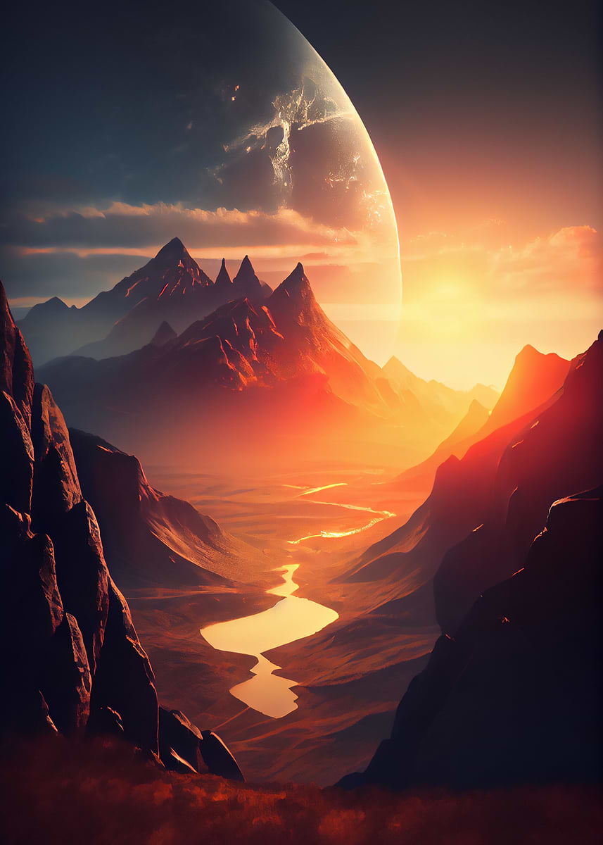 'Exploding sun' Poster, picture, metal print, paint by Bofferding ...