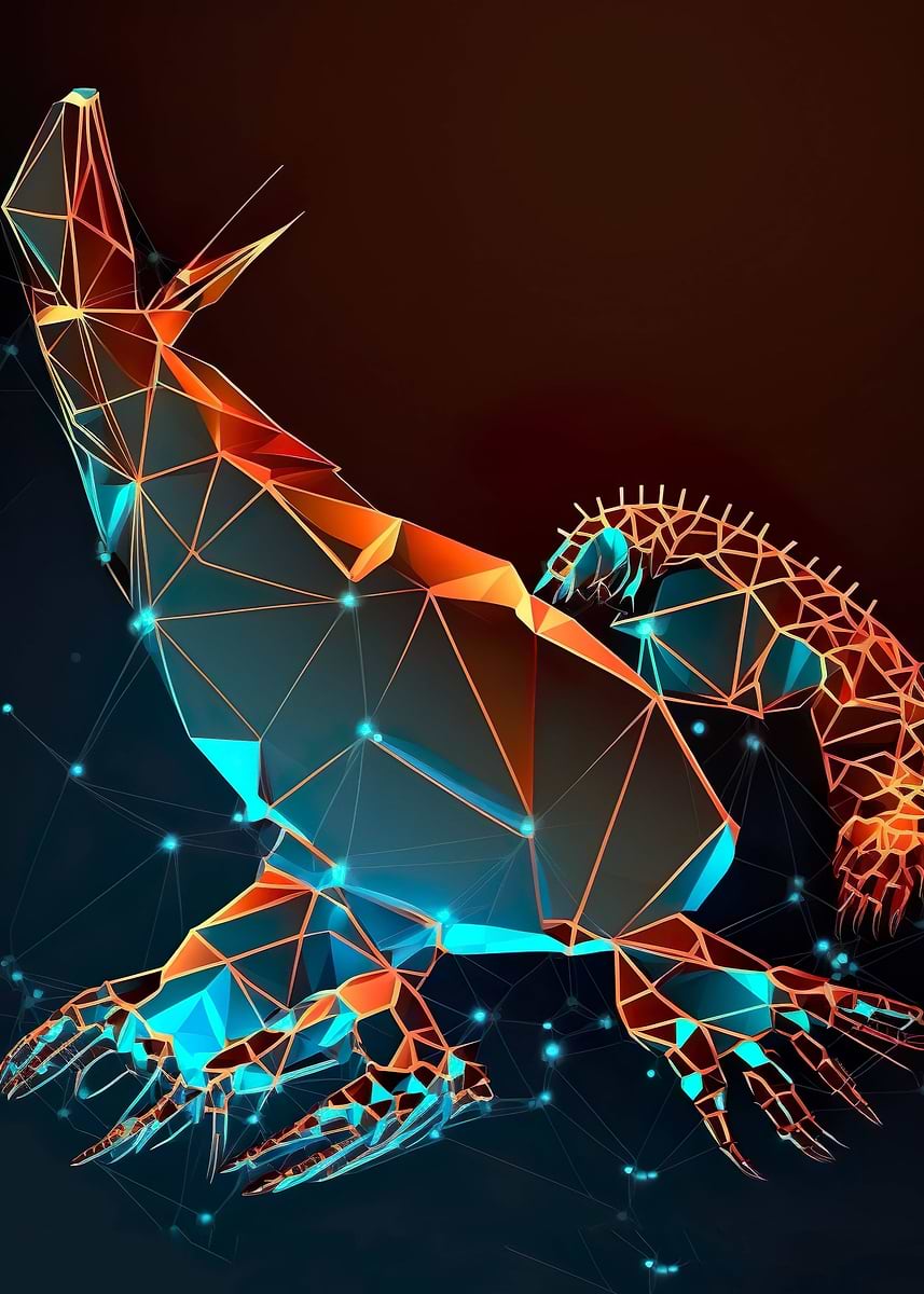 'Low Poly Lobster Poster' Poster, picture, metal print, paint by Mark ...