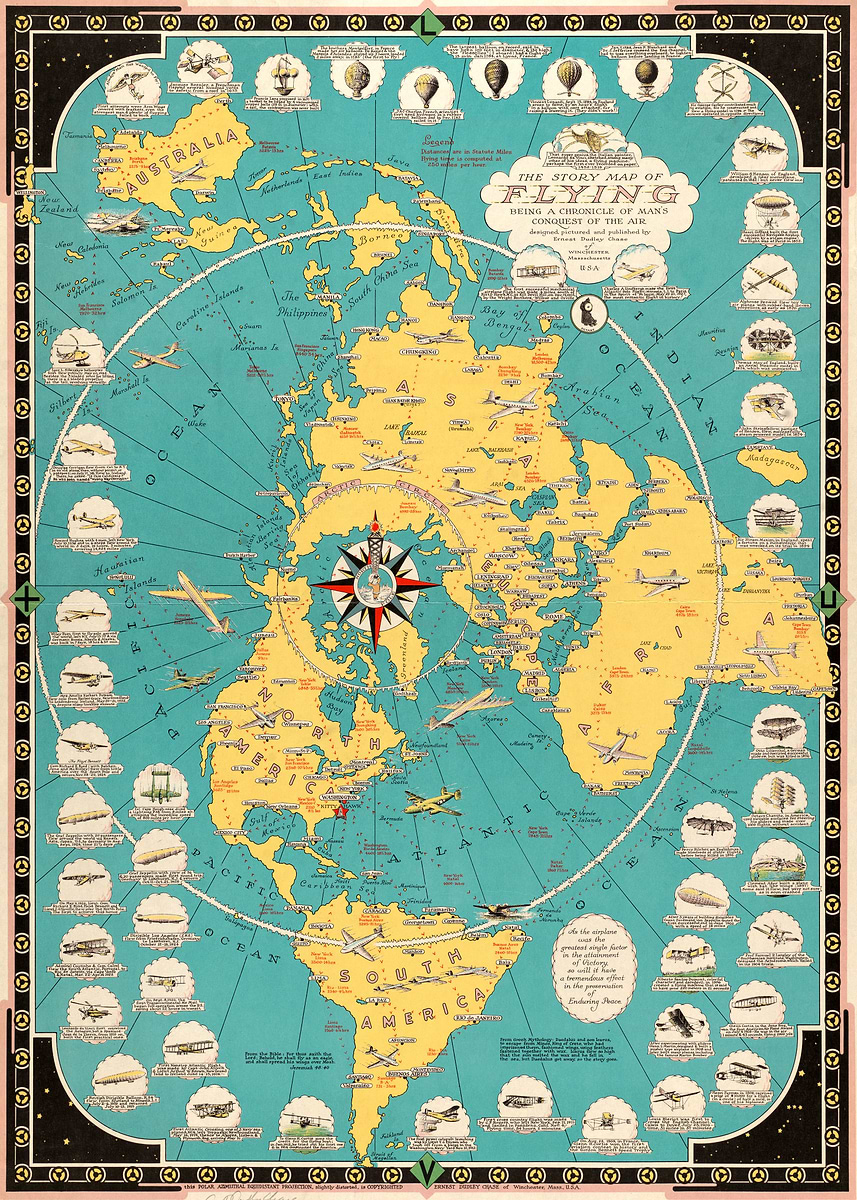 'Map of flying' Poster, picture, metal print, paint by Portokalis ...