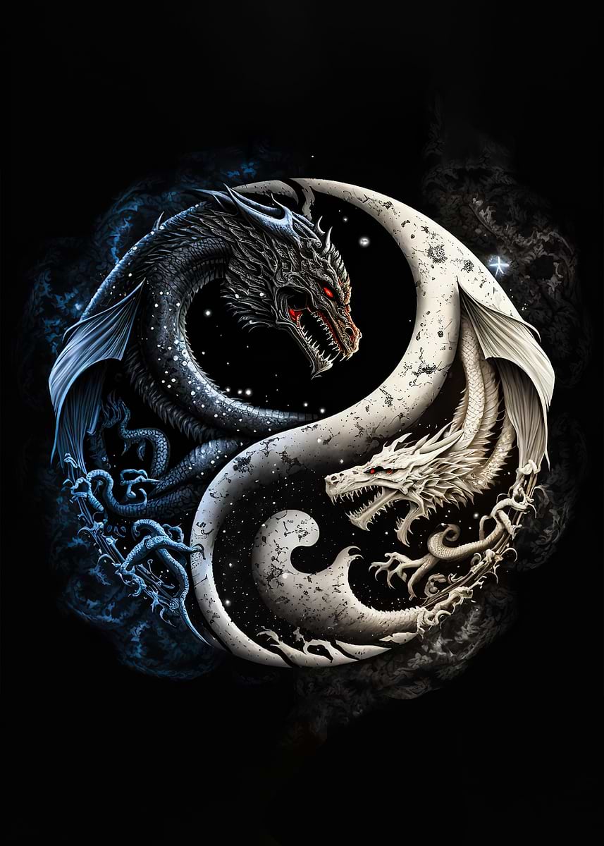 'Dragon Yin Yang' Poster, picture, metal print, paint by mark viraj ...