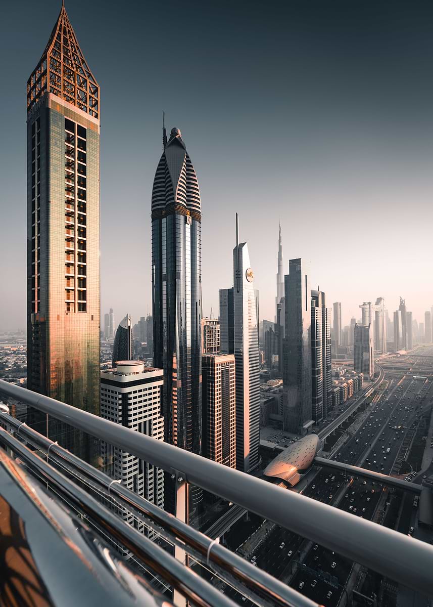 'Sheik Zayed Road View' Poster, picture, metal print, paint by Stefan ...