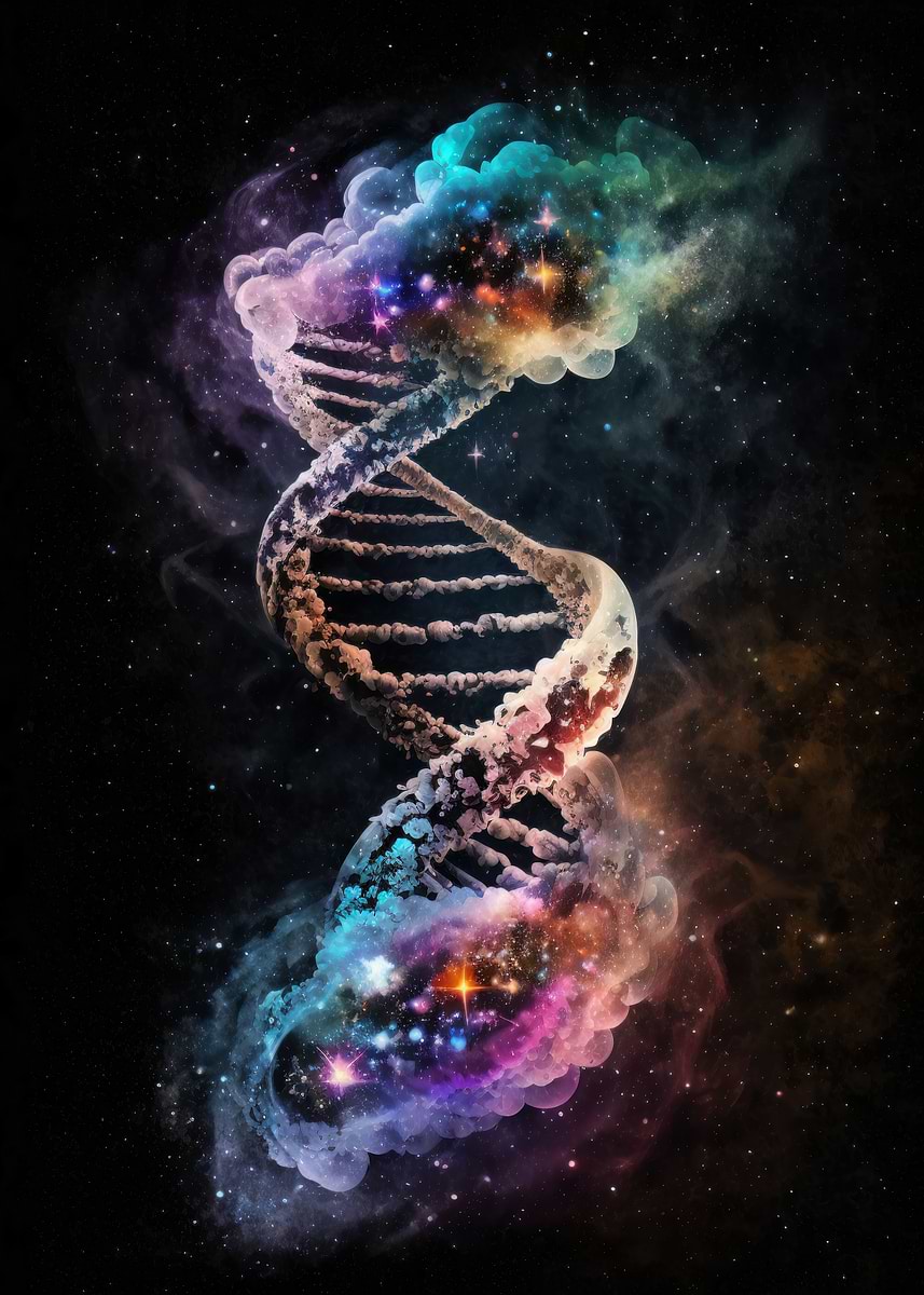 'Human DNA in the Space v5' Poster, picture, metal print, paint by ...
