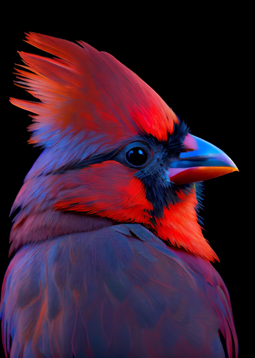 'Sharp Northern Cardinal ' Poster, picture, metal print, paint by ...
