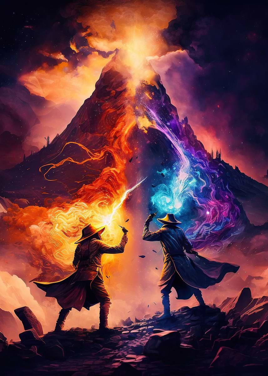'The Volcano Wizards' Poster, picture, metal print, paint by Bookster ...