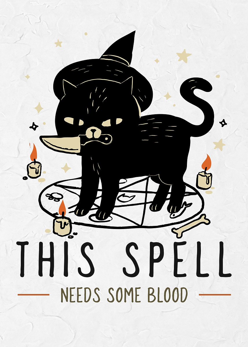 'Black Cat Spell' Poster, picture, metal print, paint by NIZAM KHAN ...