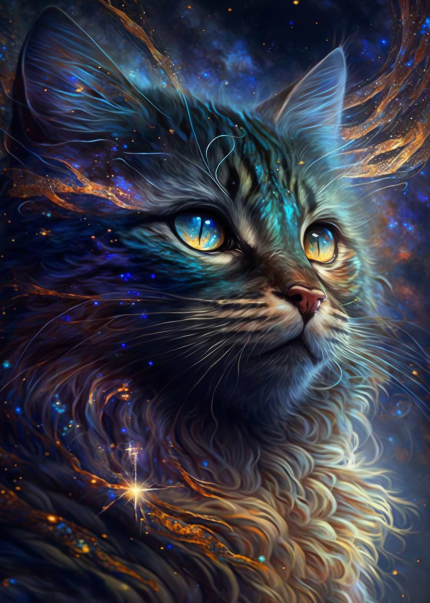 'Nebula Kitten v9' Poster, picture, metal print, paint by Graphic ...