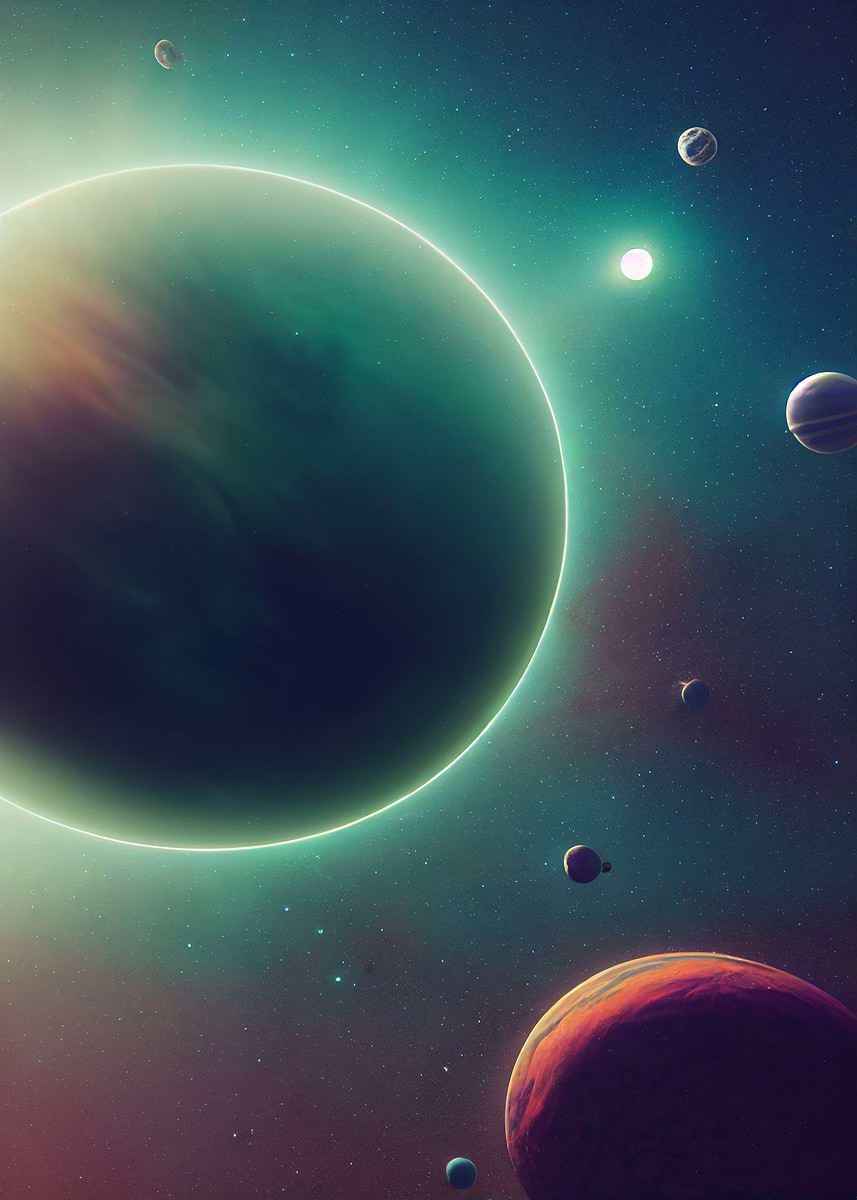 'Planets in sideral space' Poster, picture, metal print, paint by Hilda ...