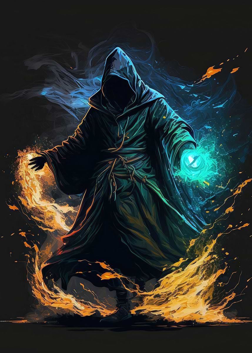 'The Shadow Wizard Mage' Poster, picture, metal print, paint by Bookster Studio | Displate