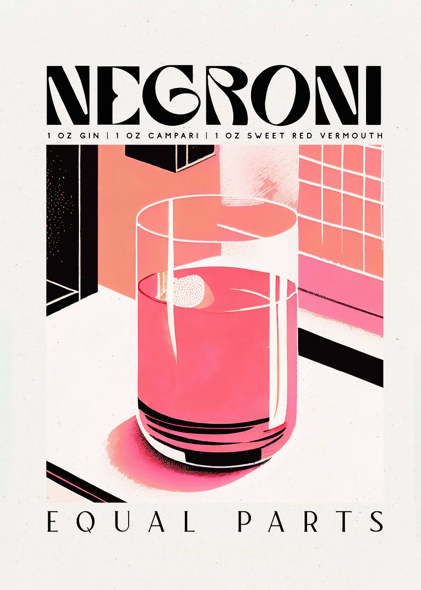 'Negroni Cocktail Boho Room' Poster, picture, metal print, paint by ...