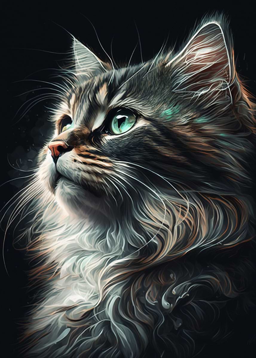 'Comic Cat' Poster, picture, metal print, paint by Zukato | Displate