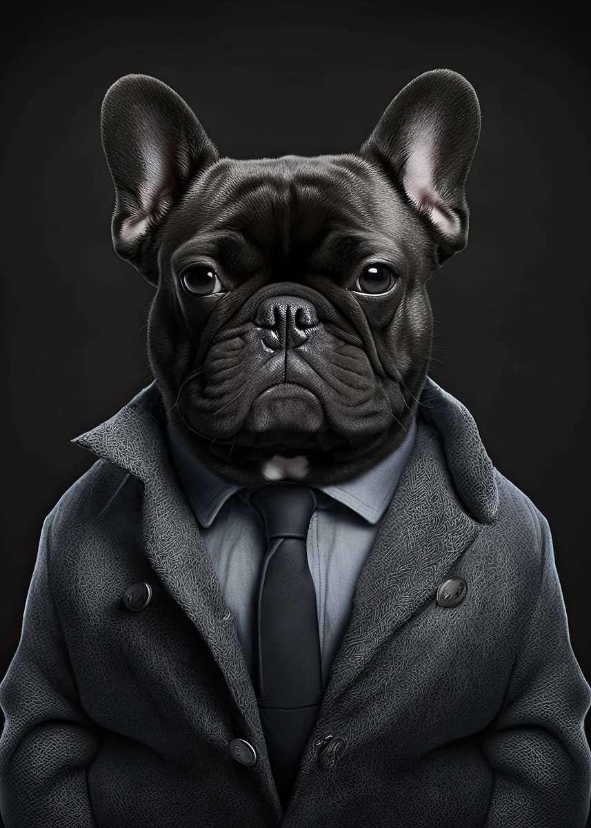 'French Bulldog in Men Suit' Poster, picture, metal print, paint by ...